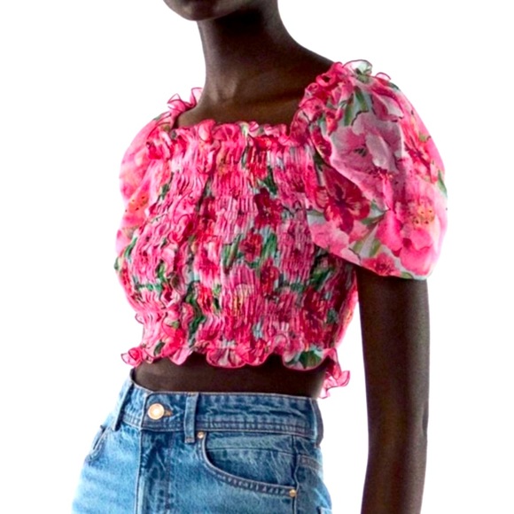 Zara | Tops | Zara Floral Chiffon Top | Poshmark